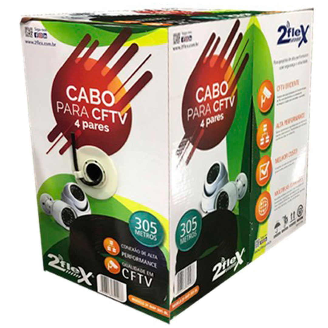 Cabo para CFTV 4 Pares - 2 Flex Telecom