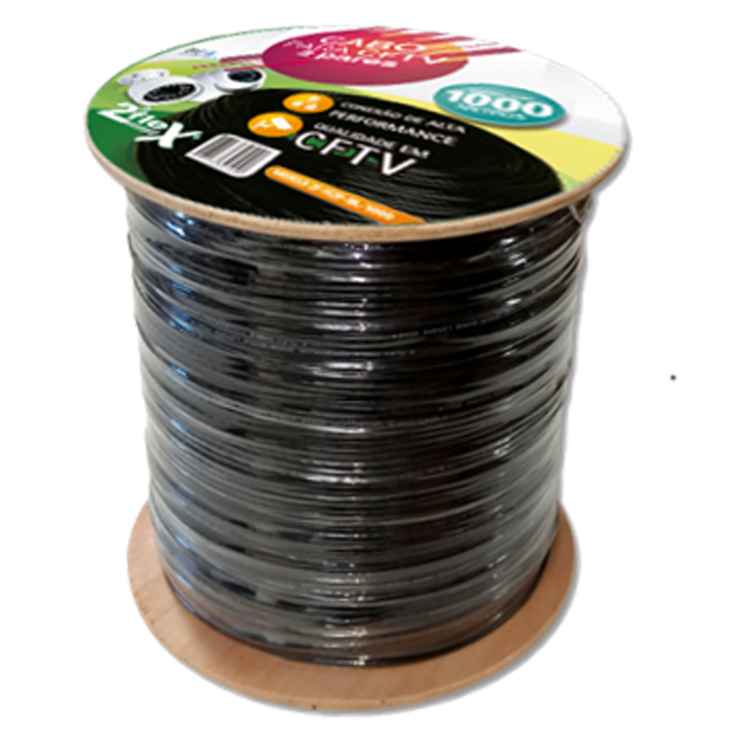 Cabo para CFTV 2 Pares 1000 metros - 2 Flex Telecom