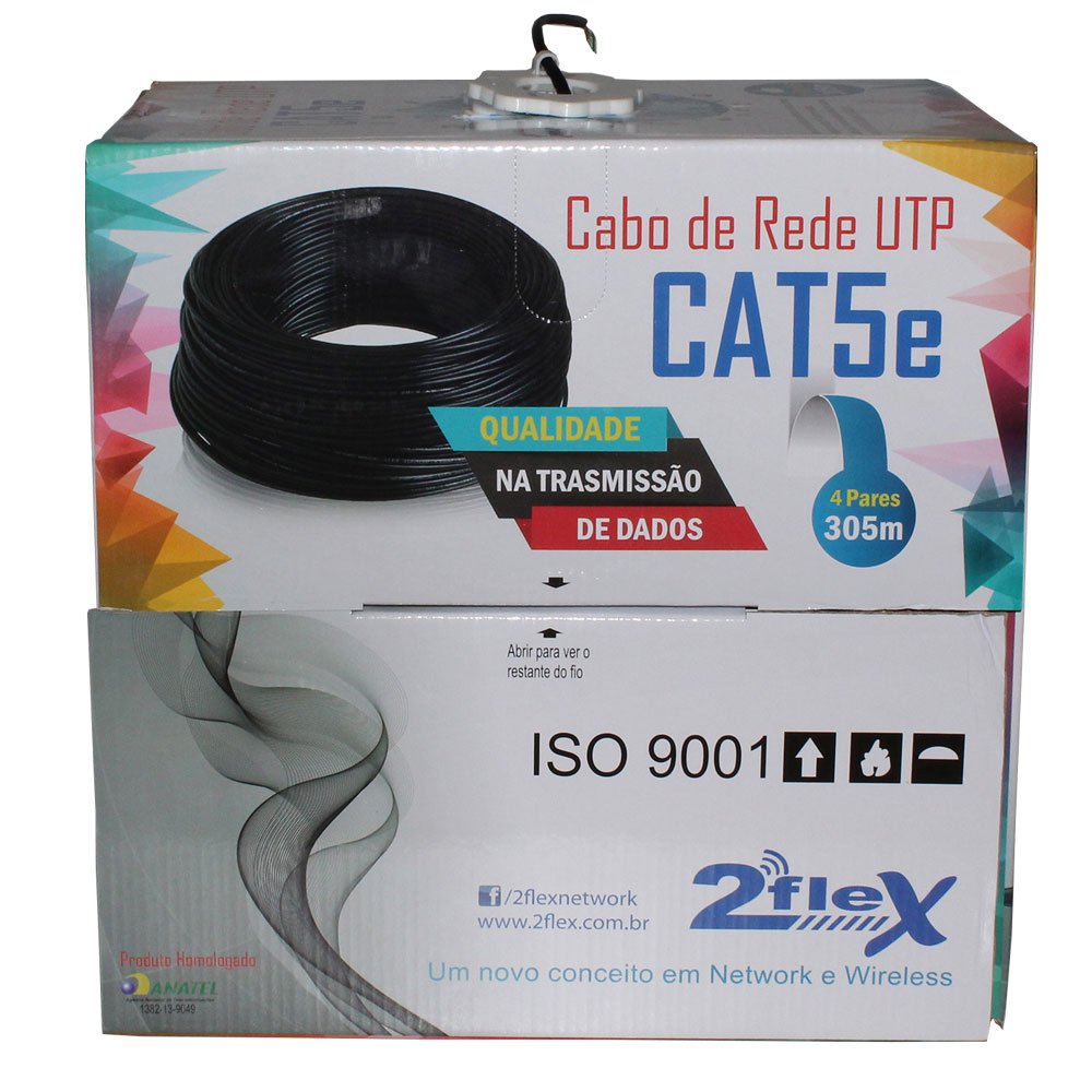 Cabo de Rede 100% Cobre CaT5e 4 pares 2 Flex Telecom