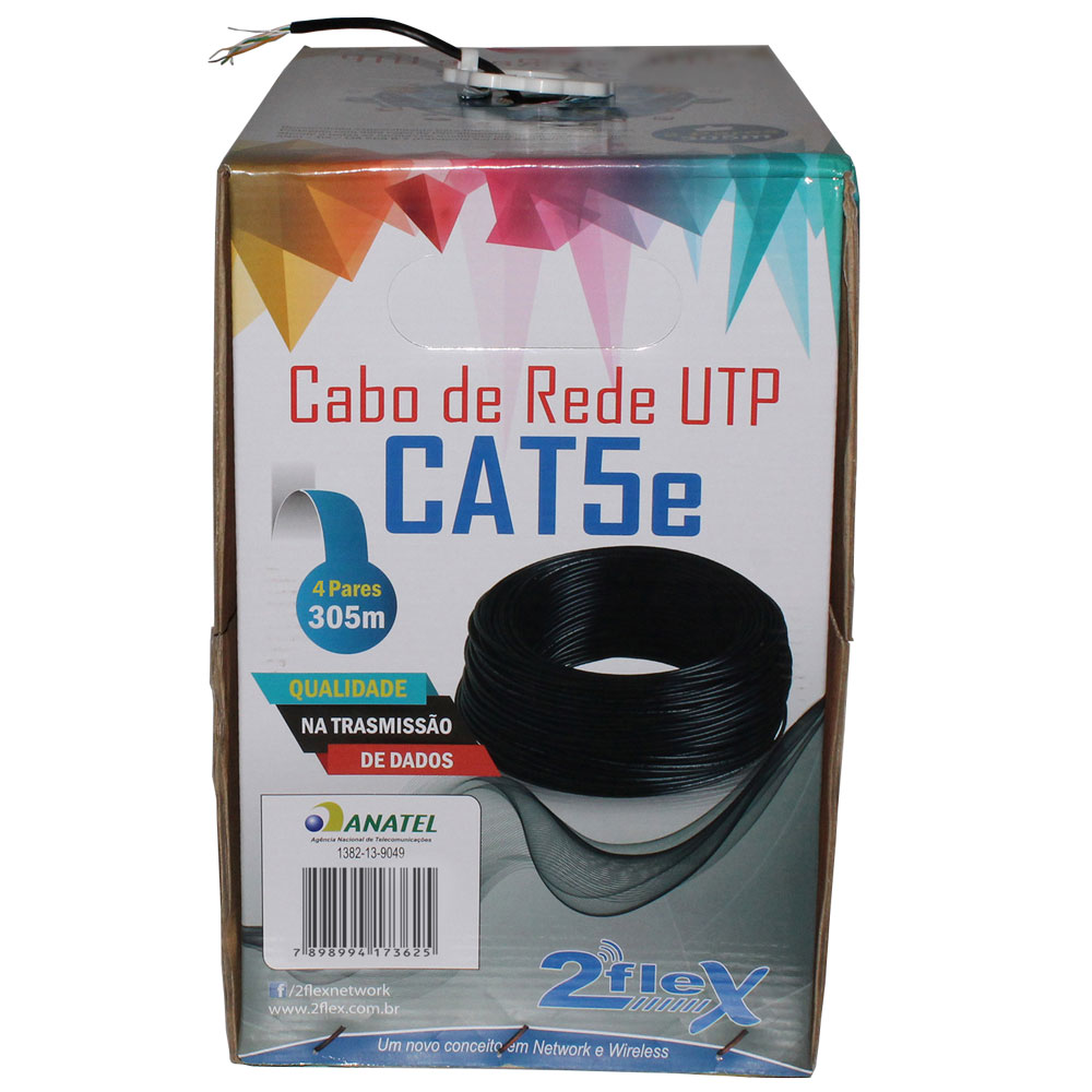 Cabo de Rede 100% Cobre CaT5e 4 pares 2 Flex Telecom