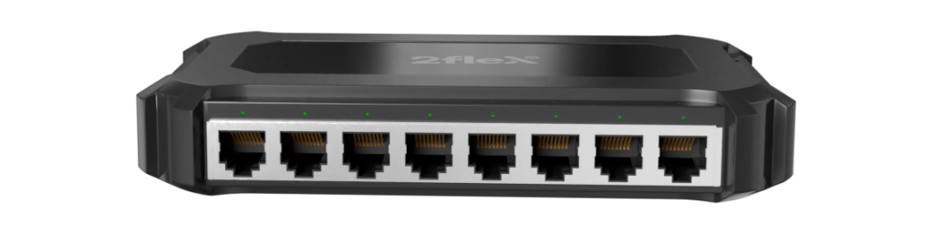 O Switch Poe Reverso Giga Ethernet 2 Flex Telecom possui 8 portas