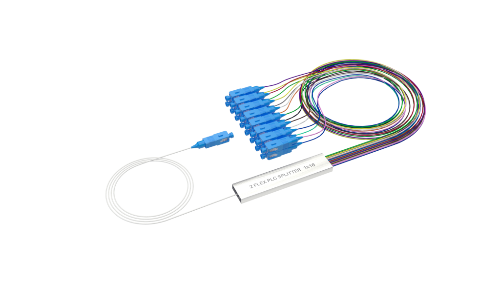Splitter balanceado 1x16 UPC 2 Flex Telecom com pigtail colorido