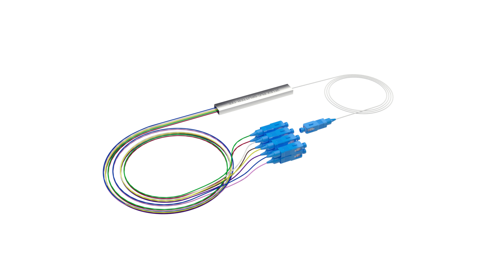 Splitter balanceado 1x8 UPC 2Flex com pigtail colorido