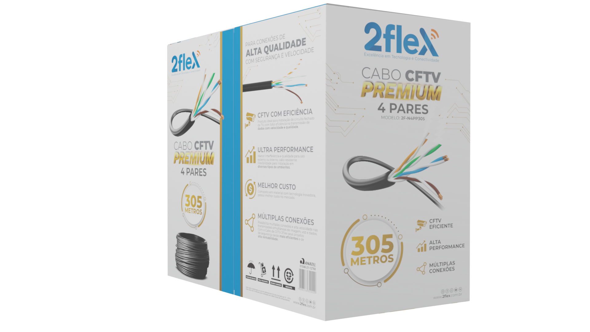 Cabo CFTV PREMIUM 4 Pares 2 Flex Telecom Caixa 305m