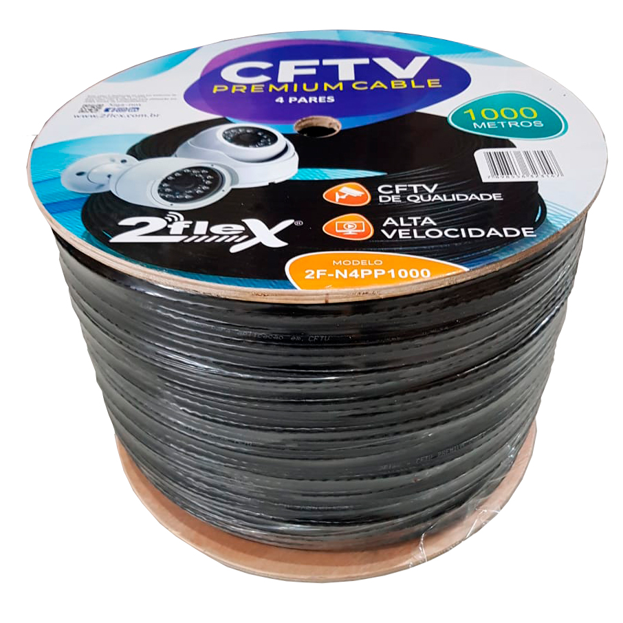Cabo CFTV PREMIUM 4 Pares Bobina da 2 Flex Telecom