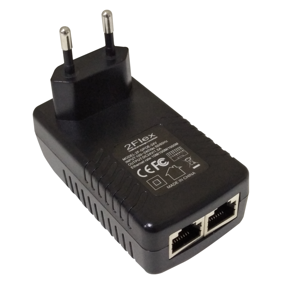 Fonte PoE Giga 24V/1A - 2 Flex Telecom